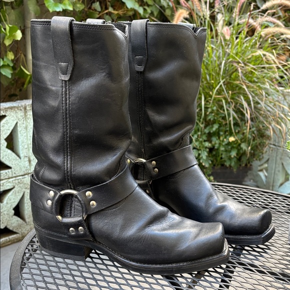FRYE AND CO. | Shoes | Vintage Frye Black Leather Harness Boots Mens 92 ...
